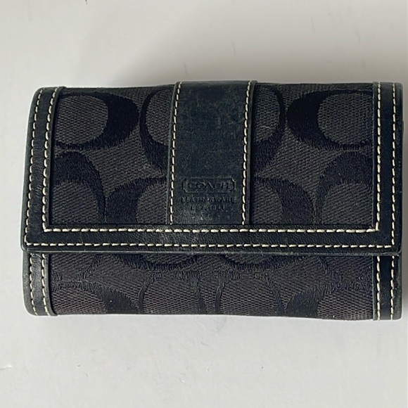 Coach | Bags | Coach Signature C Logo Black Canvas And Leather Fold ...